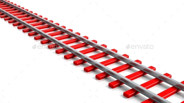 3D rendering red railway track, isolated on white background Stock Photo by rawf8